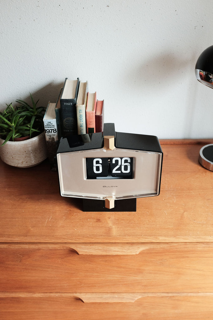 Mid Century Bulova Flip Clock - Geometric triangular MCM design, desk ...